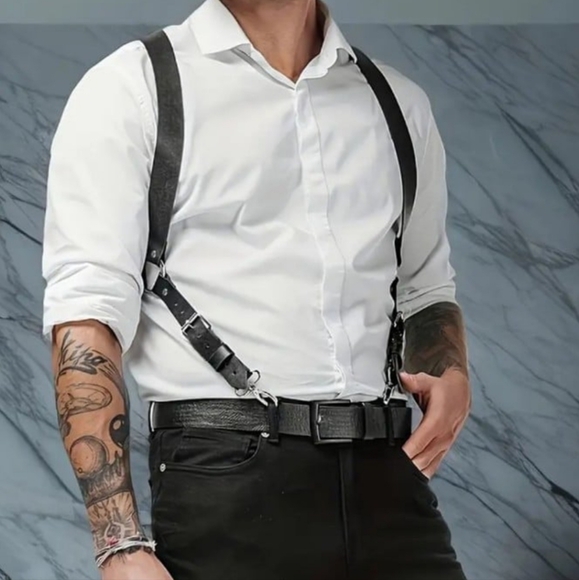 Accessories | Men Leather Body Belts Punk Adjustable Faux Leather ...